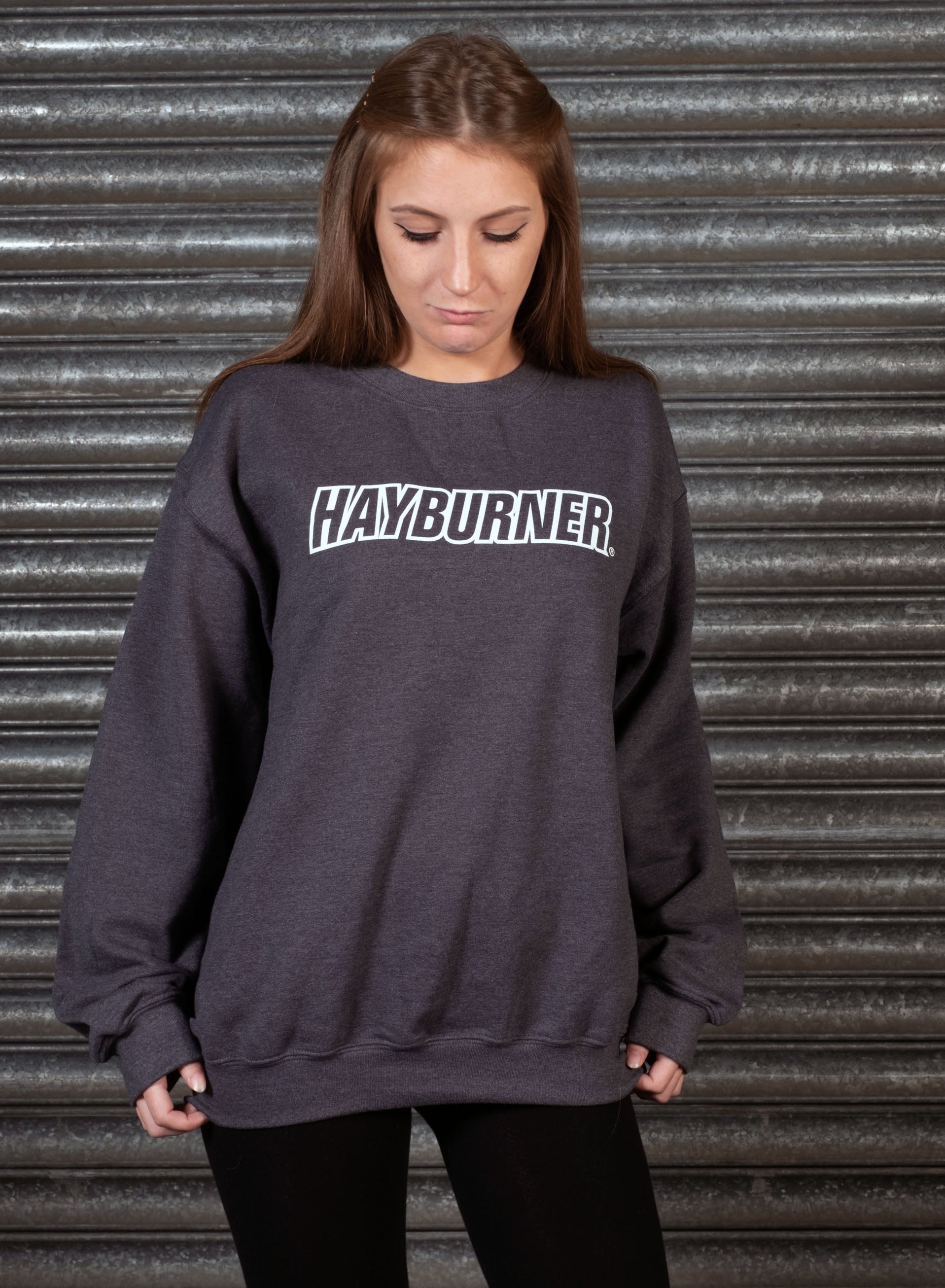 Dark Heather Grey with White Logo Sweatshirt – Hayburner